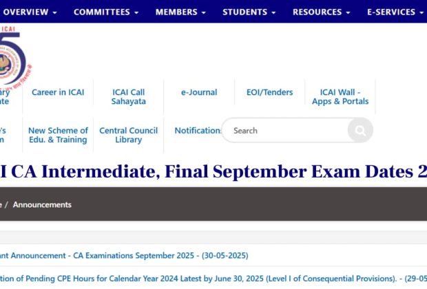 ICAI CA September 2025 Exam Schedule Released – AssamTouch समाचार