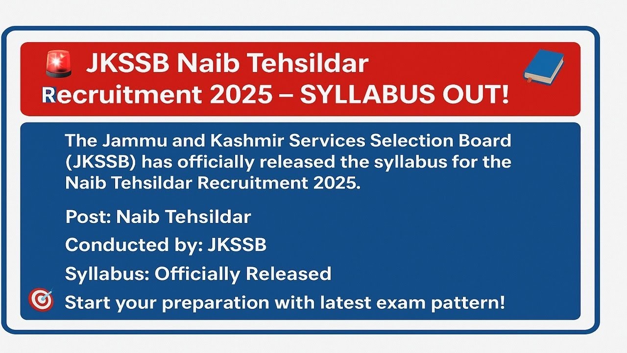 JKSSB Naib Tehsildar Syllabus 2025: A Comprehensive Guide – AssamTouch ...
